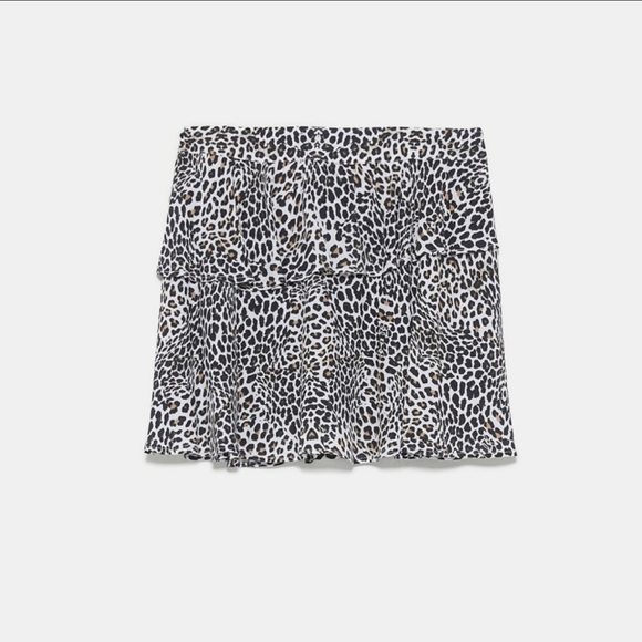 Zara | Shorts | Zara Animal Print Ruffle Skort | Poshmark